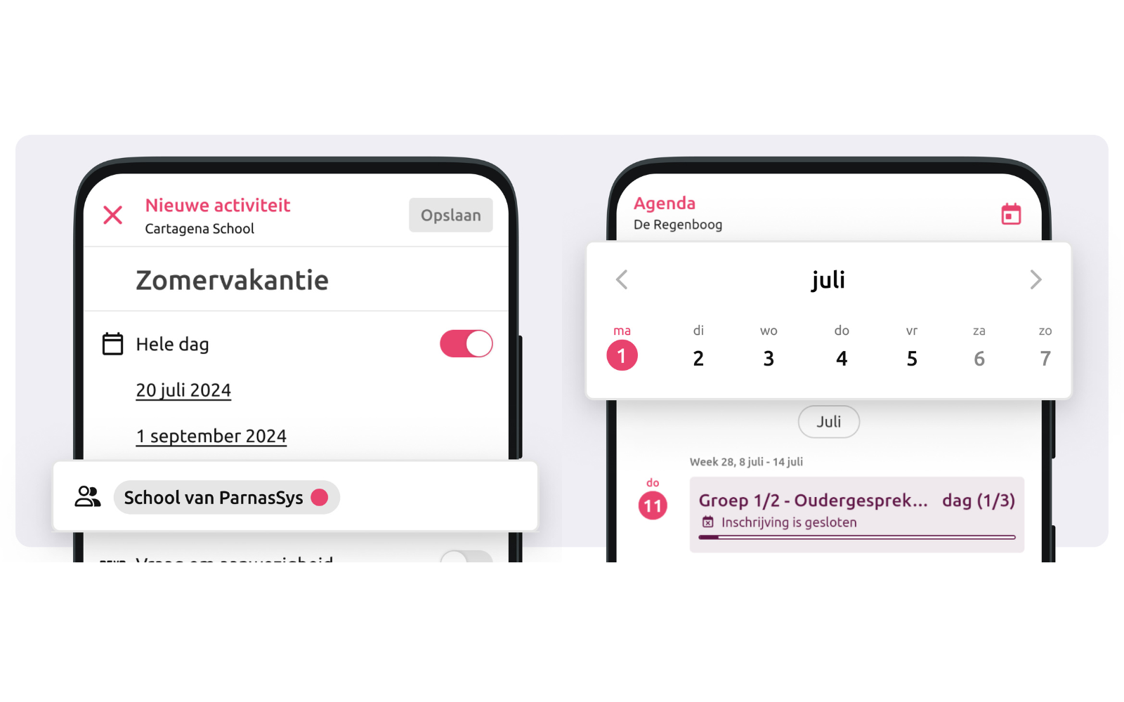 Nieuw in Parro: Schoolbrede agenda en mededelingen pinnen - ParnasSys