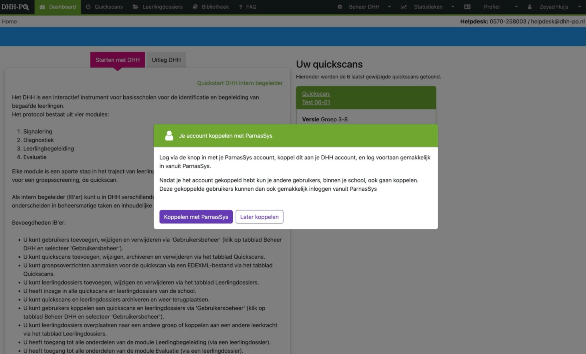 Koppel DHH-omgeving met bestaande ParnasSys-accounts - ParnasSys
